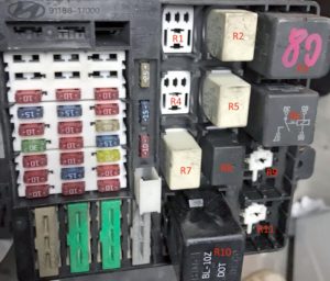 Fuse box diagram Hyundai Matrix relay with assignment and location