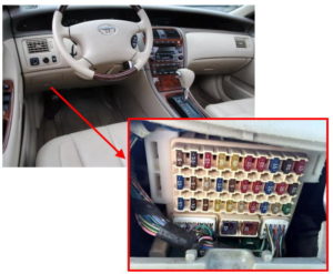 Fuse box diagram Toyota Avalon 2 and relay with assignment and location
