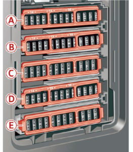 Fuse box diagram Audi A4 B9 and relay with assignment and location