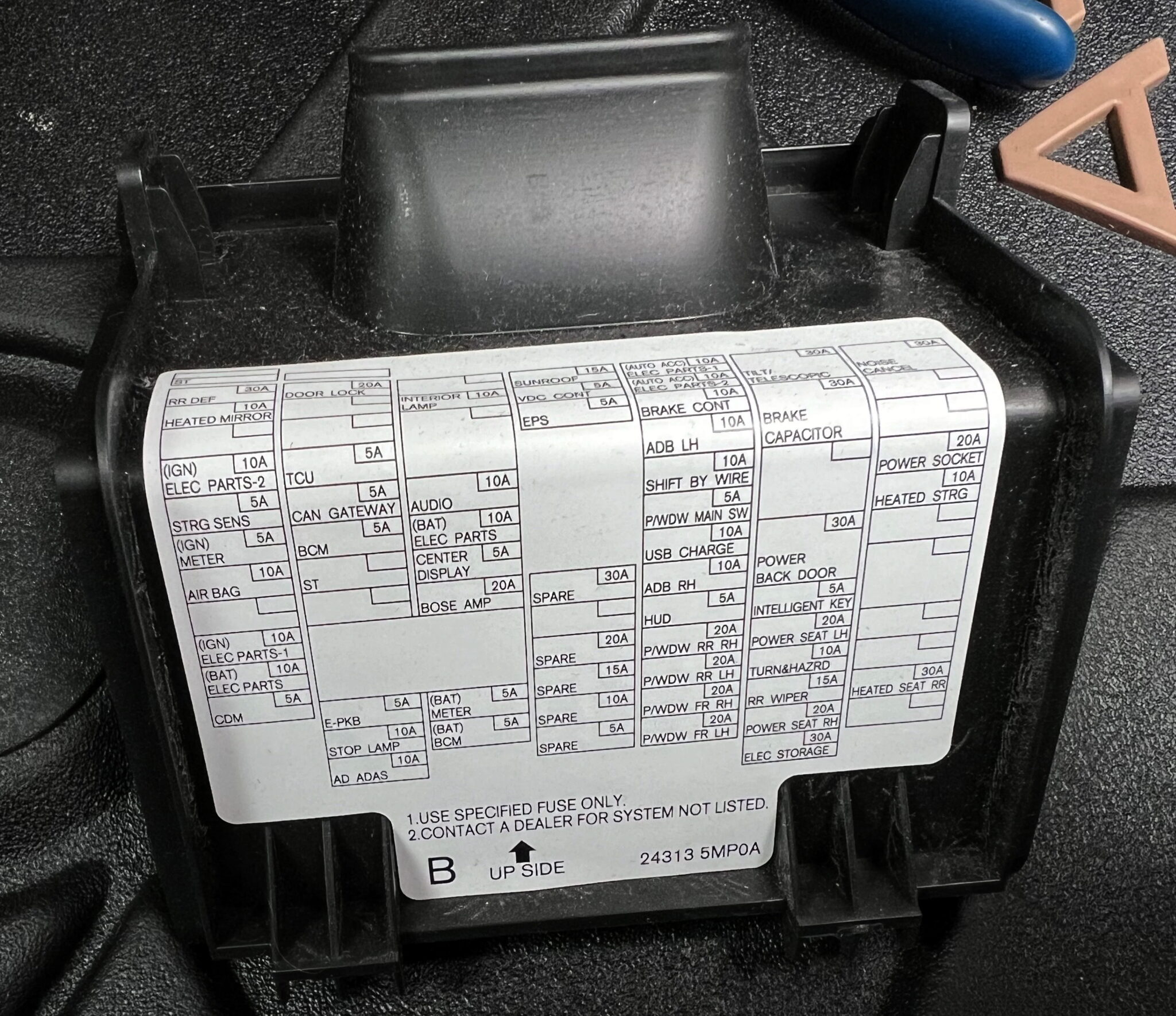 Fuse Box Diagram Nissan Ariya relay with assignment and location